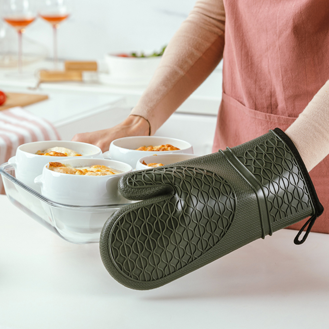Silicone oven mitten “Imperial” with fabric inside 30cm – Titanium