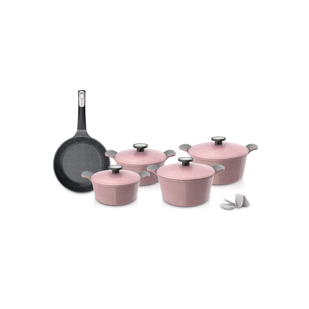 Neoflam granite cookware set 10 pieces Pink – Titanium