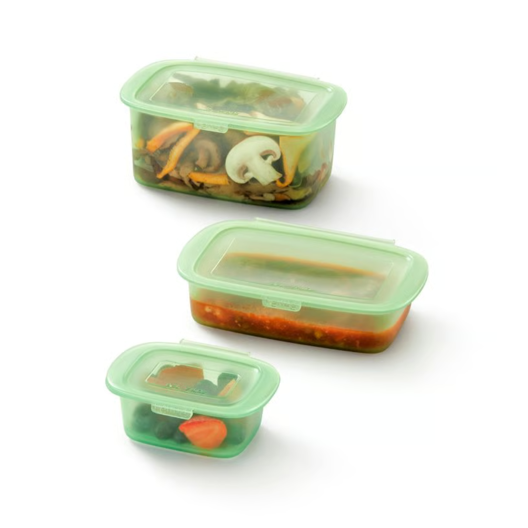 Set of 3 reusable Silicone boxes – Titanium